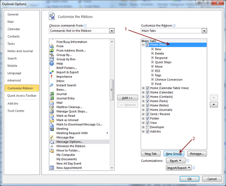 Tech and me: Show “Message Options” in Outlook 2010